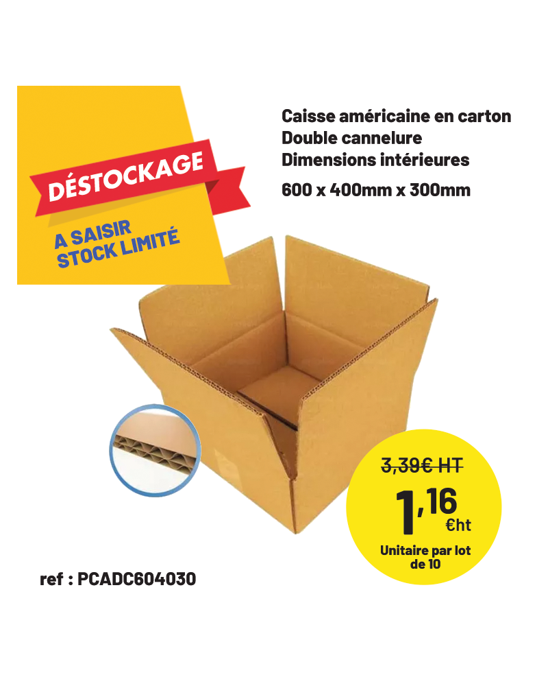 Caisse américaine en carton - 600 x 400mm x 300mm